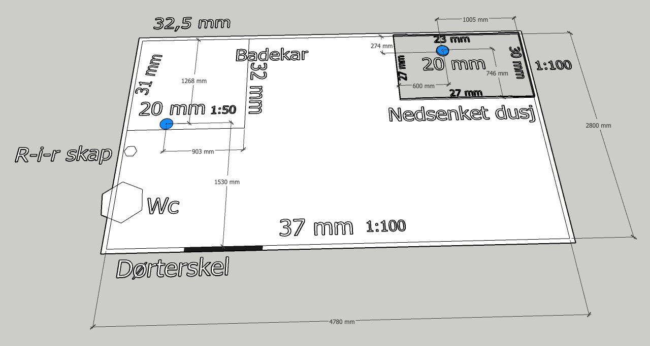 støping: beregne fall høyde til sluk med storformat fliser? - ByggeBolig