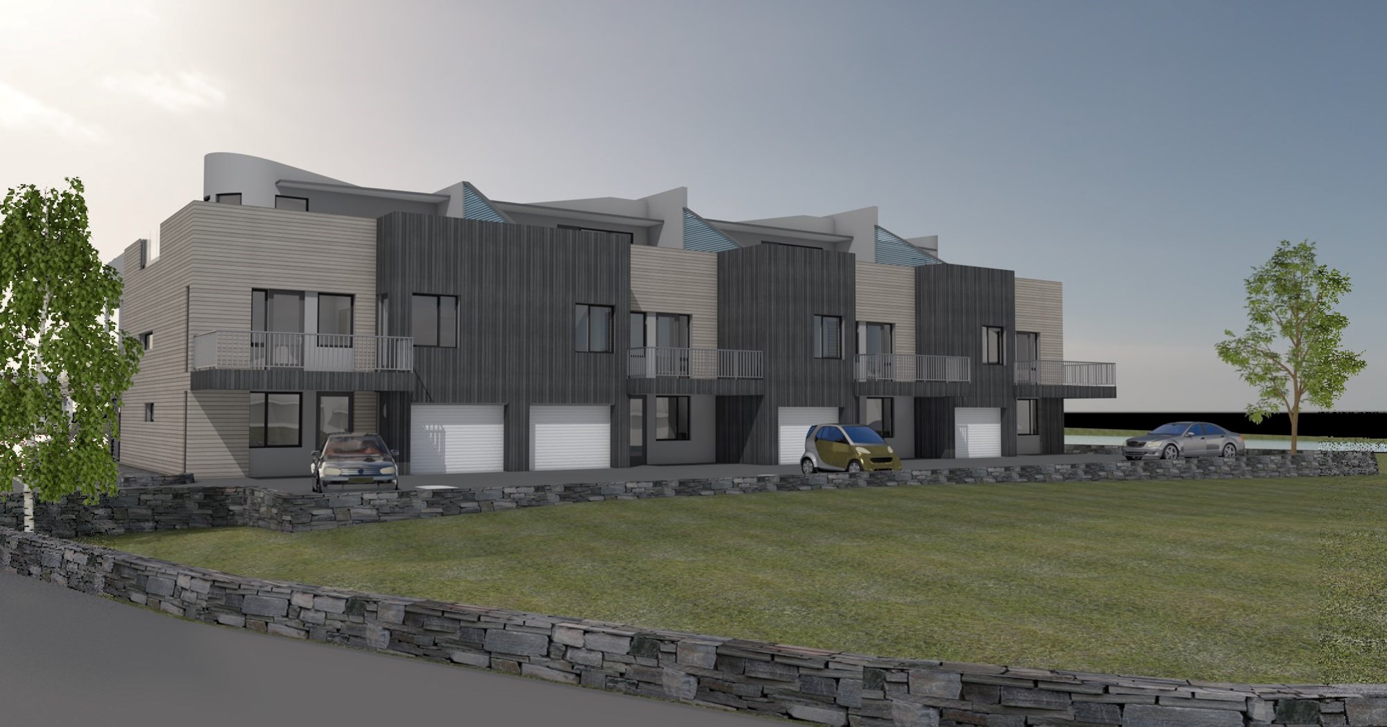 Fasade paa nye enboliger i rekke, trenger noen synspunkter for aa ...