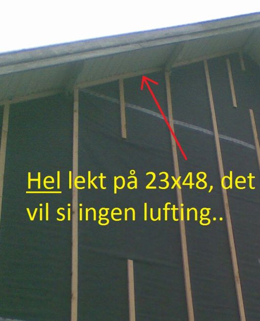 Ventilasjon over kledningen. Lufting opp i mot taket ? - ByggeBolig