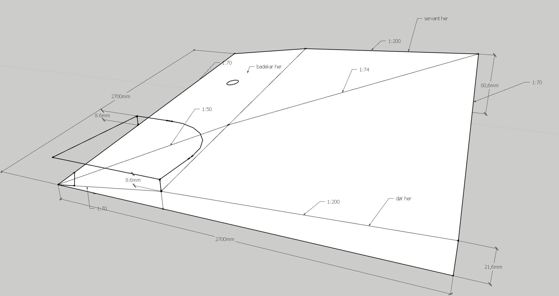 Fall mot sluk - store flis, hjørnesluk, diagonalt fall - grei løsning ...