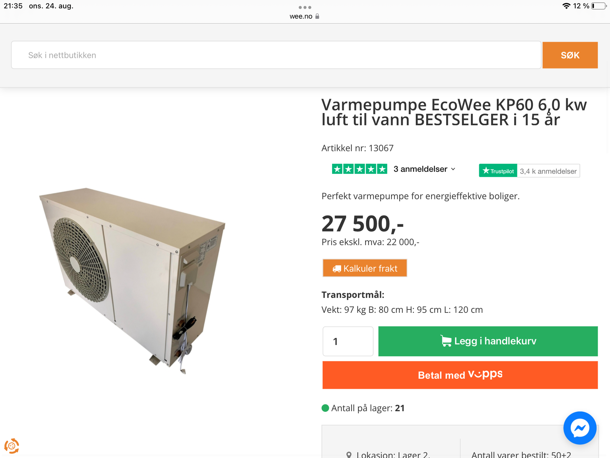 Erfaring med luft vann varmepumpe fra WEE - ByggeBolig