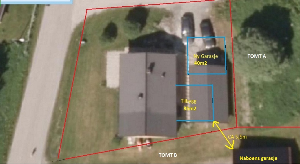 Bygge nært tomtegrense og naboens garasje. Lover og regler?! *Bilde ...